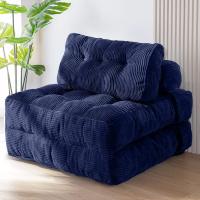 China Convertible Tufted Fabric Single Sofa Bed Reclining Chair with Extendable Seat for Living Room for sale