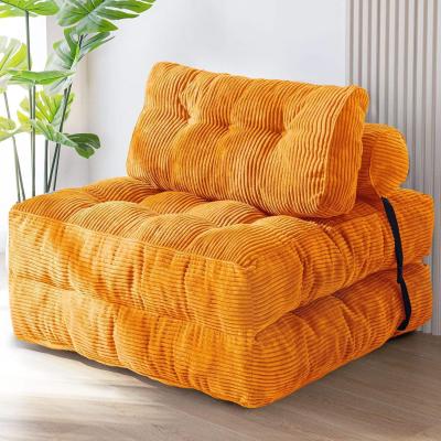 China Convertible Tufted Fabric Single Sofa Bed Reclining Chair with Extendable Seat for Living Room for sale