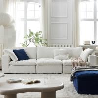 China Modern L-Shape Fabric Reclining Sectional Sofa with Ottoman 3-Seat 35D Sponge for sale