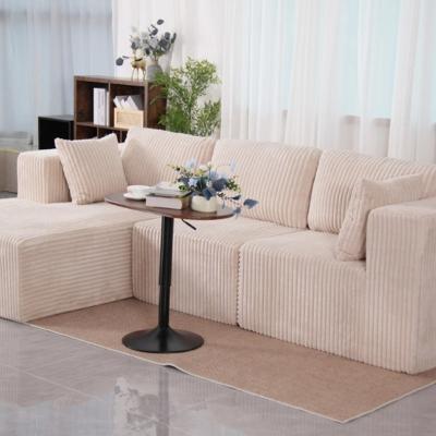China Custom Reclining L-Shape Modular Sectional Sofa Corduroy High Density Sponge Vacuum Compressed for Villa Living Room for sale