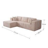 China Custom Reclining L-Shape Modular Sectional Sofa Corduroy High Density Sponge Vacuum Compressed for Villa Living Room for sale