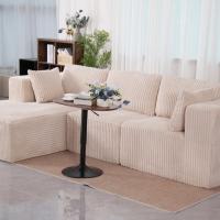 China Custom Reclining L-Shape Modular Sectional Sofa Corduroy High Density Sponge Vacuum Compressed for Villa Living Room for sale