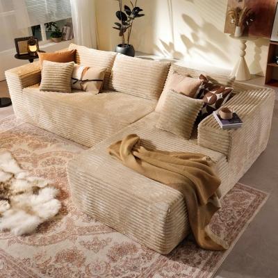 China Corduroy Modular Sectional Sofa Set L Shaped Couch High Density Sponge Vacuum Compressed for Living Room for sale