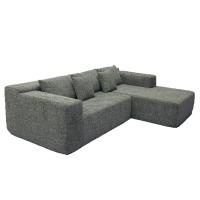 China Modular L Shaped Corduroy Fabric Corner Sofa with Rebonded Foam 3 Seater Compressed for Apartment Villa for sale