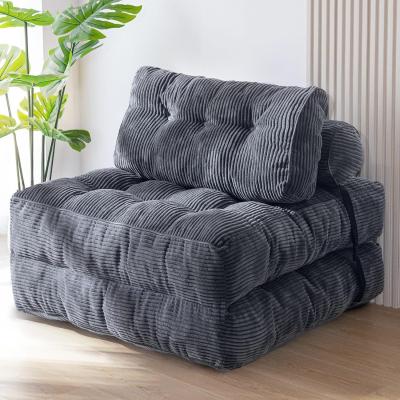 China Single Seat Foldable Sofa Bed Convertible Sleeper Chair Corduroy Sponge 80cm Width Modern Living Room Floor Sofa for sale