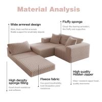 China Modular Compressed Reclining L-Shaped Sectional Sofa Bed with High-Density Sponge Foldable Design for Living Room for sale