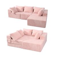 China Modular Compressed Reclining L-Shaped Sectional Sofa Bed with High-Density Sponge Foldable Design for Living Room for sale