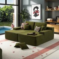 China Compressed Modular Corduroy Sofa Bed 35D Sponge Plush Couch for Apartment Villa Living Room Furniture for sale