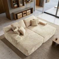China Modular Corduroy Sofa Bed 35D Sponge Plush Vacuum-Packed Compressed Frameless Couch for Apartment Villa for sale