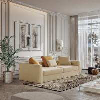 China Modern White Modular Sectional Sofa Set Rebonded Foam Fabric for Hotel Villa Living Room for sale