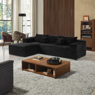 China Compressed L-Shape Modular Sectional Sofa Plush Corduroy Vacuum Packed for Apartment Living Room for sale