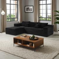 China Compressed L-Shape Modular Sectional Sofa Plush Corduroy Vacuum Packed for Apartment Living Room for sale