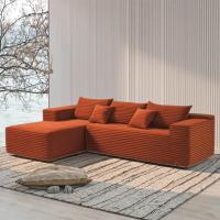 China Compressed L-Shape Modular Sectional Sofa Plush Corduroy Vacuum Packed for Apartment Living Room for sale
