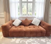 China Luxury Fabric Sectional Sofa Compressed Package Rebonded Foam Filling Customizable for Villa Living Room for sale