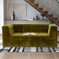 China Modern Two-Seater White Tufted Rectangle Sectional Sofa Compressed Foam Fabric for Office Hotel Villa for sale
