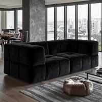 China Modern Two-Seater White Tufted Rectangle Sectional Sofa Compressed Foam Fabric for Office Hotel Villa for sale