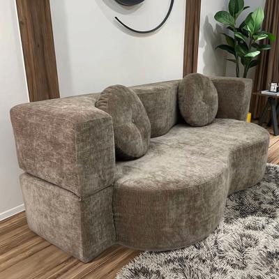 China Modern Style Velvet Integrated Sectional Sofa Bed Comfortable Frameless Compressed Sofa for Apartments Modular Couch Corner Sofa for sale