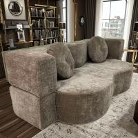 China Modern Style Velvet Integrated Sectional Sofa Bed Comfortable Frameless Compressed Sofa for Apartments Modular Couch Corner Sofa for sale