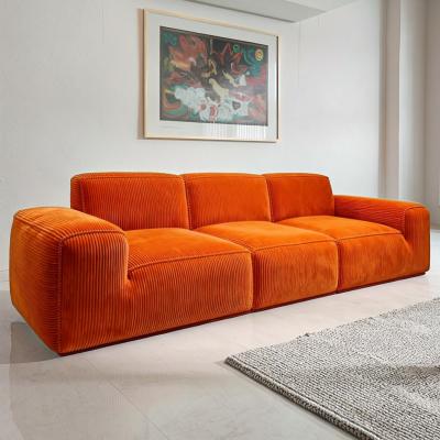 China Modern Luxury Three-Seat Corduroy Fabric Sectional Sofa Custom Home Furniture Living Room for sale
