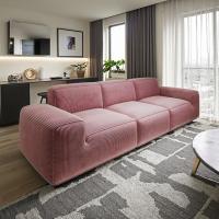 China Modern Luxury Three-Seat Corduroy Fabric Sectional Sofa Custom Home Furniture Living Room for sale