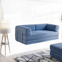 China Blue Multi-Functional Fabric Sectional Sofa Set Comfortable Convertible Extendable Sponge Filled Foldout Bed for Living Room for sale