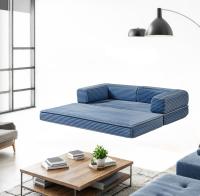 China Blue Multi-Functional Fabric Sectional Sofa Set Comfortable Convertible Extendable Sponge Filled Foldout Bed for Living Room for sale