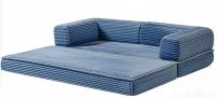 China Blue Multi-Functional Fabric Sectional Sofa Set Comfortable Convertible Extendable Sponge Filled Foldout Bed for Living Room for sale