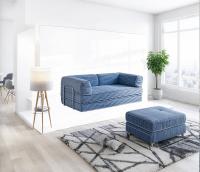 China Blue Multi-Functional Fabric Sectional Sofa Set Comfortable Convertible Extendable Sponge Filled Foldout Bed for Living Room for sale