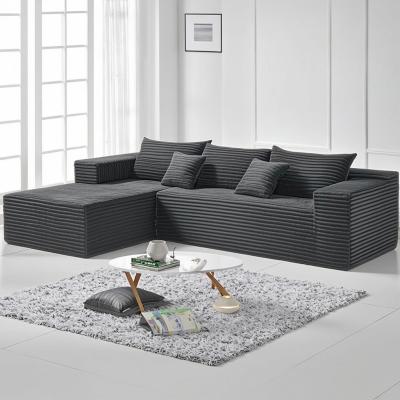 China Super Deep L-Shape Modular Sectional Couch Compressed Plush Corduroy Vacuum Packaging for Mall Villa Apartment Living Room Sofas for sale