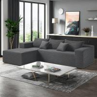 China Super Deep L-Shape Modular Sectional Couch Compressed Plush Corduroy Vacuum Packaging for Mall Villa Apartment Living Room Sofas for sale