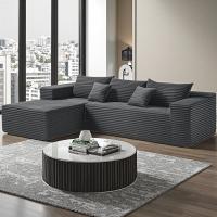 China Super Deep L-Shape Modular Sectional Couch Compressed Plush Corduroy Vacuum Packaging for Mall Villa Apartment Living Room Sofas for sale
