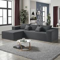 China Super Deep L-Shape Modular Sectional Couch Compressed Plush Corduroy Vacuum Packaging for Mall Villa Apartment Living Room Sofas for sale