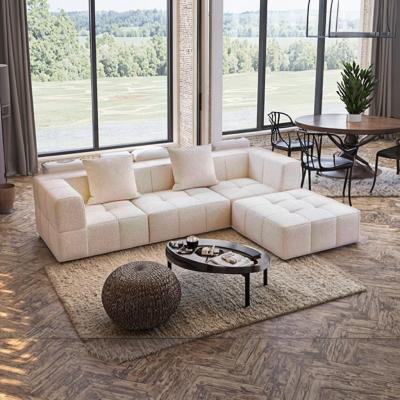 China Customizable L-Shape Extendable Sofa with Vacuum Compression Fabric Sponge 7-30 Days Delivery for sale