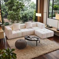 China Customizable L-Shape Extendable Sofa with Vacuum Compression Fabric Sponge 7-30 Days Delivery for sale