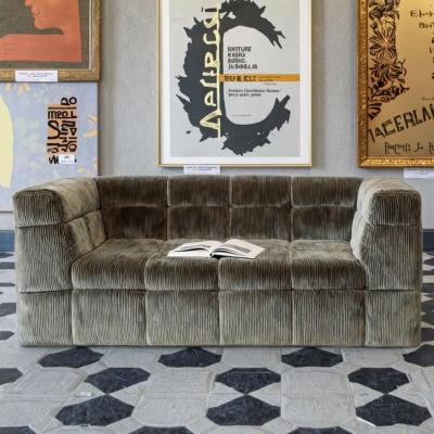 China Customizable Modern White Tufted Rectangle Sofa Compressed Sponge Fabric for Office Living Room Villa School Furniture for sale