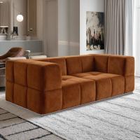 China Customizable Modern White Tufted Rectangle Sofa Compressed Sponge Fabric for Office Living Room Villa School Furniture for sale
