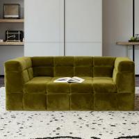 China Customizable Modern White Tufted Rectangle Sofa Compressed Sponge Fabric for Office Living Room Villa School Furniture for sale