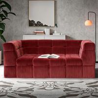 China Customizable Modern White Tufted Rectangle Sofa Compressed Sponge Fabric for Office Living Room Villa School Furniture for sale