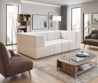 China Customizable Modern White Tufted Rectangle Sofa Compressed Sponge Fabric for Office Living Room Villa School Furniture for sale