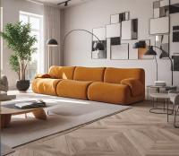 China Customizable Three-Seat Compressed Sofa with Rebonded Foam Filling for Living Room Villa Use for sale