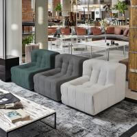 China Customizable Modern Square Single Seat Fabric Sofa with Rebonded Foam Filling Eco-Friendly Durable Living Room for sale