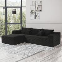 China Custom L-Shape Plush Sofa Set Compressed Fabric Living Room Sponge Filling Apartment Villa for sale