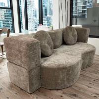 China Modern Compressed Sectional Sofa Bed Folding Reclining Couch for Villa Living Room Fabric Sponge for sale