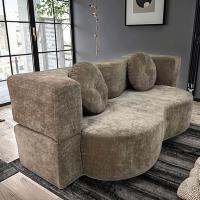 China Modern Compressed Sectional Sofa Bed Folding Reclining Couch for Villa Living Room Fabric Sponge for sale