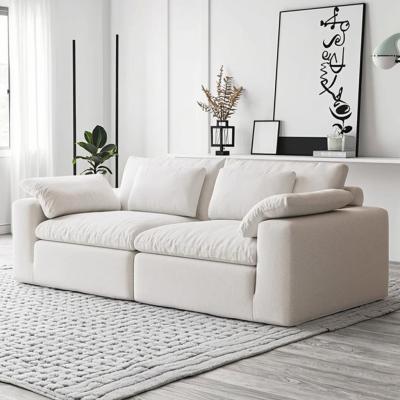 China Modern Rectangle Compressed Fabric Sofa Modular Sectional Double Seat Cloud Couch for Villa Apartment for sale