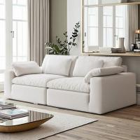 China Modern Rectangle Compressed Fabric Sofa Modular Sectional Double Seat Cloud Couch for Villa Apartment for sale