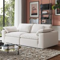 China Modern Rectangle Compressed Fabric Sofa Modular Sectional Double Seat Cloud Couch for Villa Apartment for sale