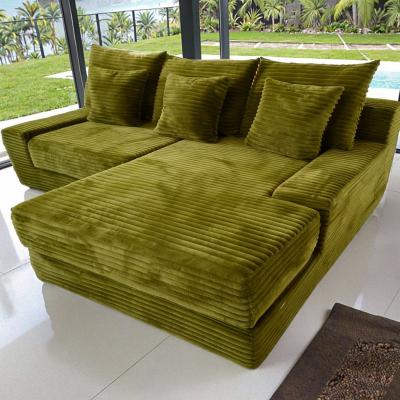 China L-Shape Modular Sectional Couch Plush Corduroy Compressed Sofa Vacuum Pack for Living Room Villa for sale