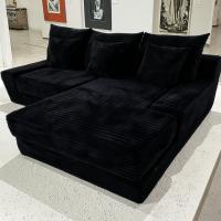 China Deep L-Shape Modular Plush Corduroy Couch Compressed Sofa with Rebonded Foam for Living Room for sale