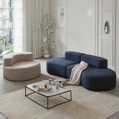 China Modern Curved Cobblestone Two-Seater Sofa Extendable Fabric for Small Apartment Living Room for sale